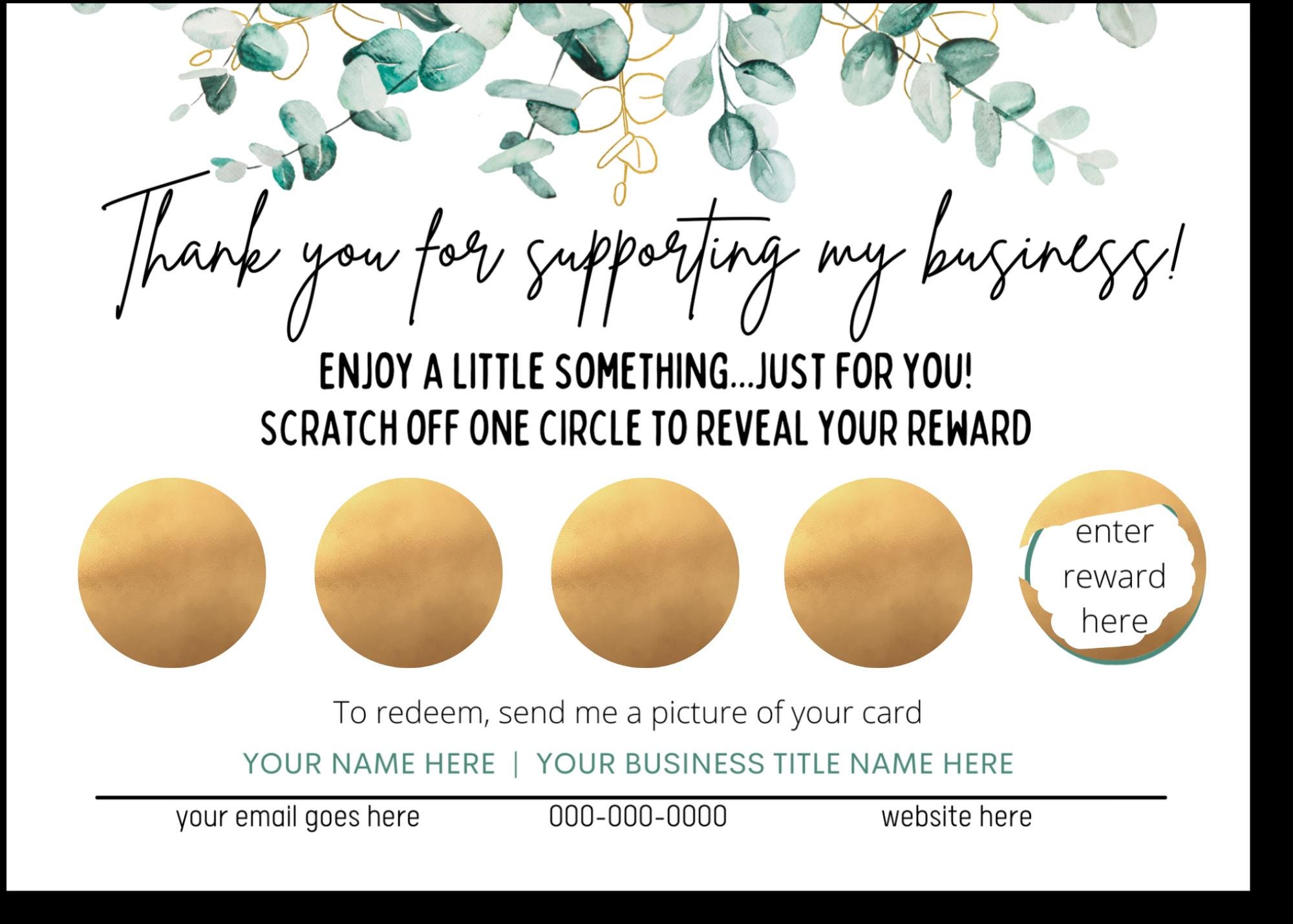 Editable Eucalyptus Customer Appreciation Card Template | Personalized ...