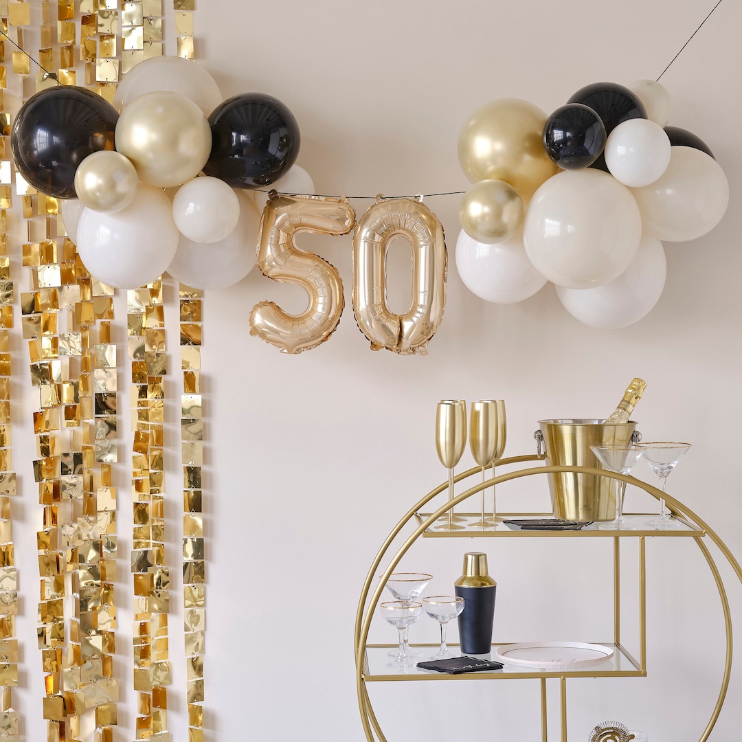 50th Birthday Balloon Bunting Champagne Gold 50 Balloon With - Etsy