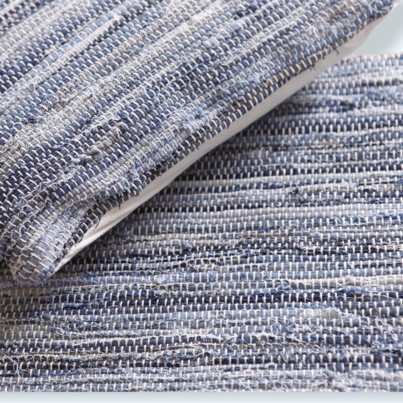 Samundra Denim Chindi Rag Rug and matching Cushion Cover | Etsy