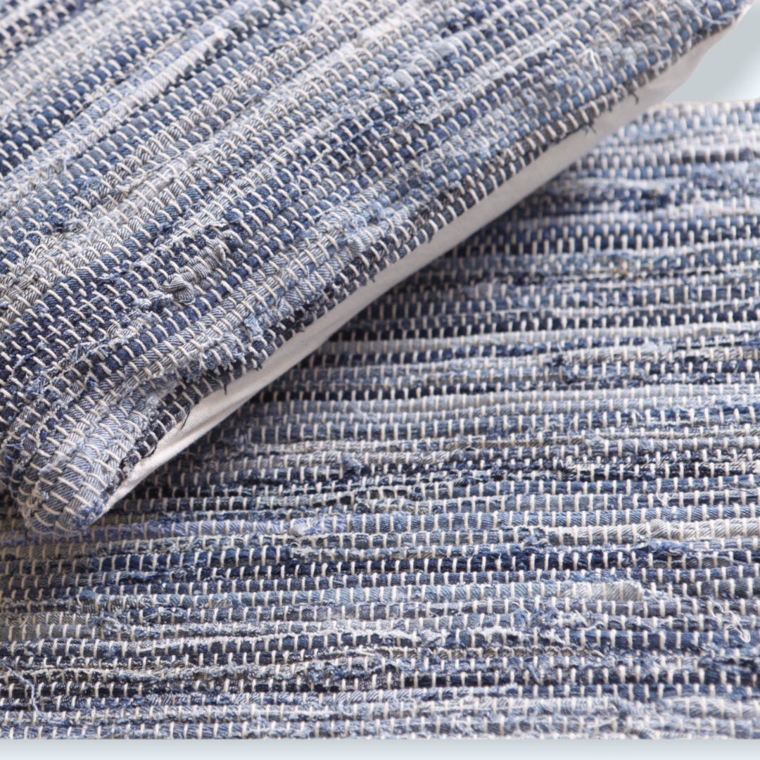 Samundra Denim Chindi Rag Rug and Matching Cushion Cover - Etsy