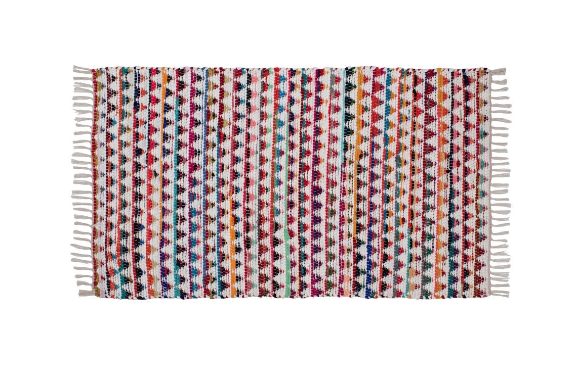 Sarva Multi Chindi Rag Rug and Matching Cushion Cover - Etsy