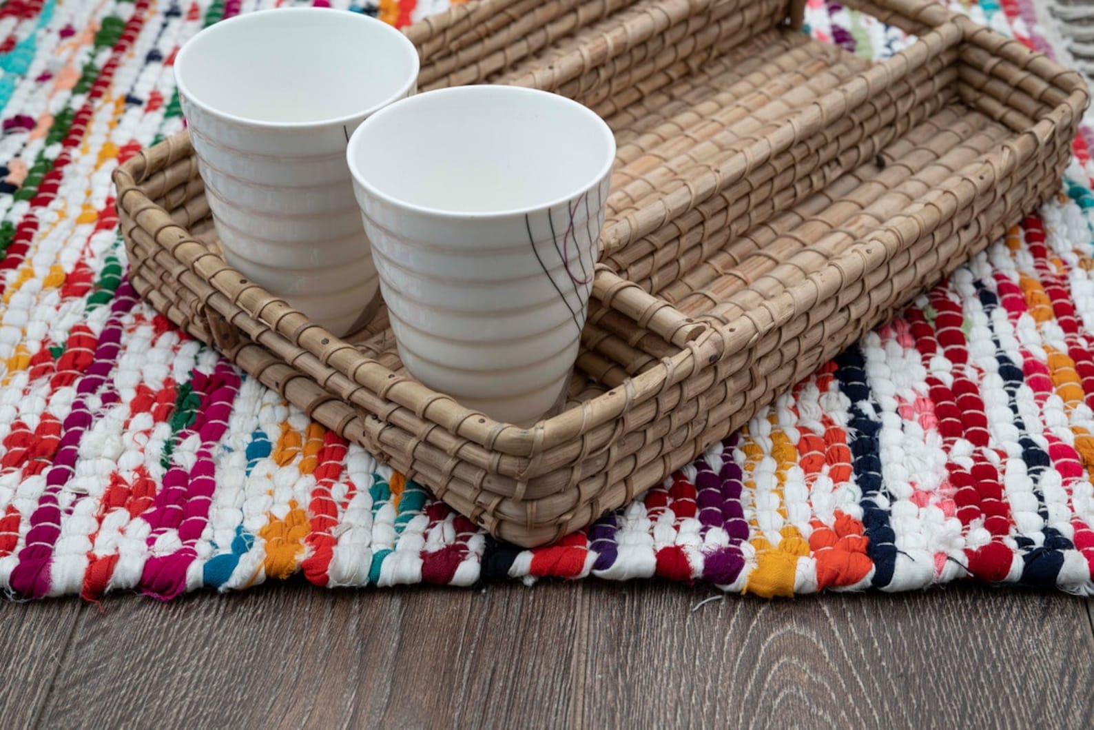 Sarva Multi Chindi Rag Rug and Matching Cushion Cover - Etsy