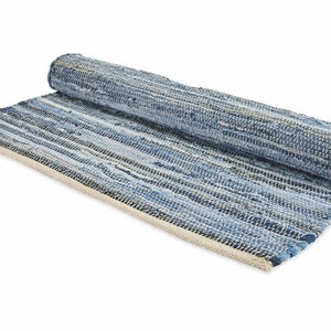 Samundra Denim Chindi Rag Rug and Matching Cushion Cover - Etsy