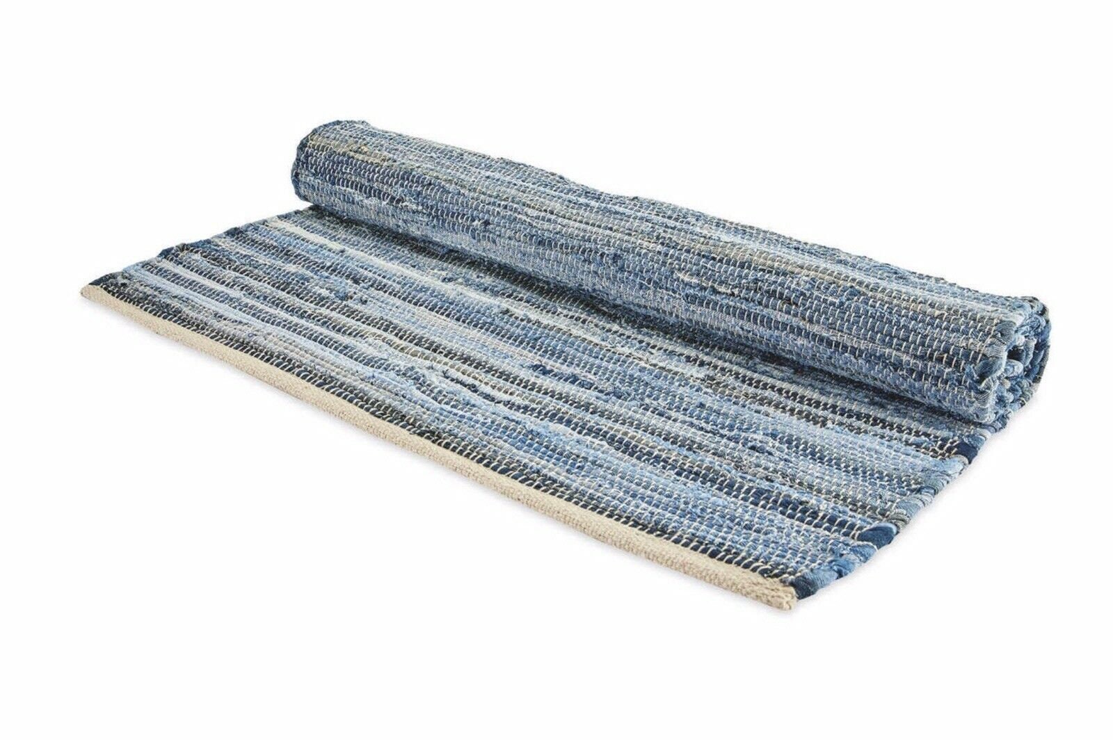 Samundra Denim Chindi Rag Rug and matching Cushion Cover | Etsy