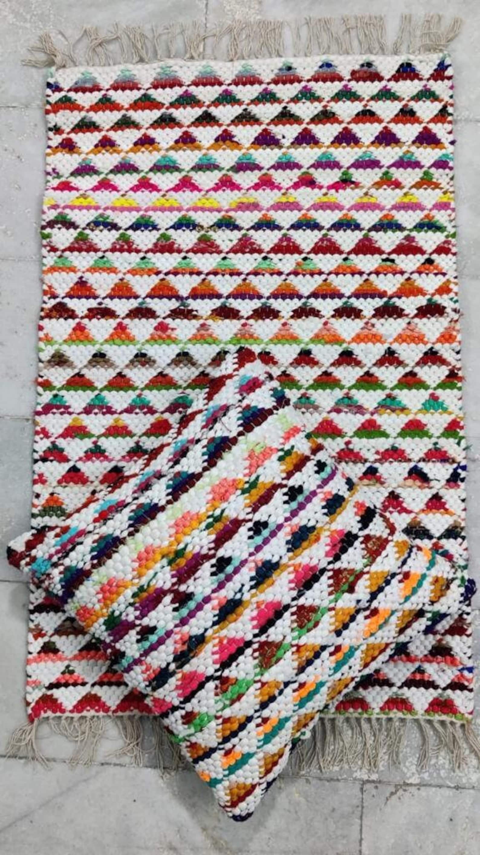 Sarva Multi Chindi Rag Rug and Matching Cushion Cover - Etsy