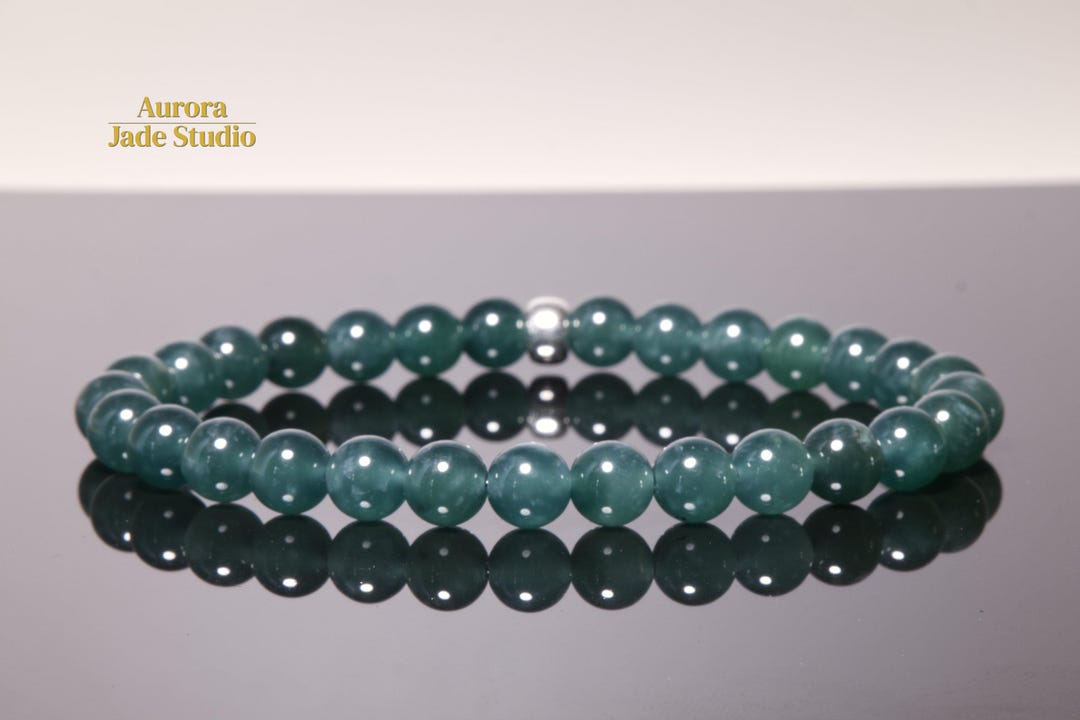 Natural Guatemalan Ocean Blue Jade Bracelet – 7 Mm Beads | 7.75" Length ...