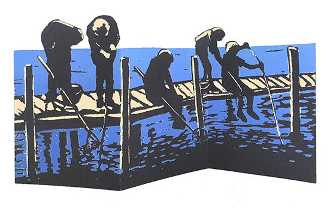 Crabbers Concertina Cut-out Card - Greeting Card, Crabbing, Sea ...