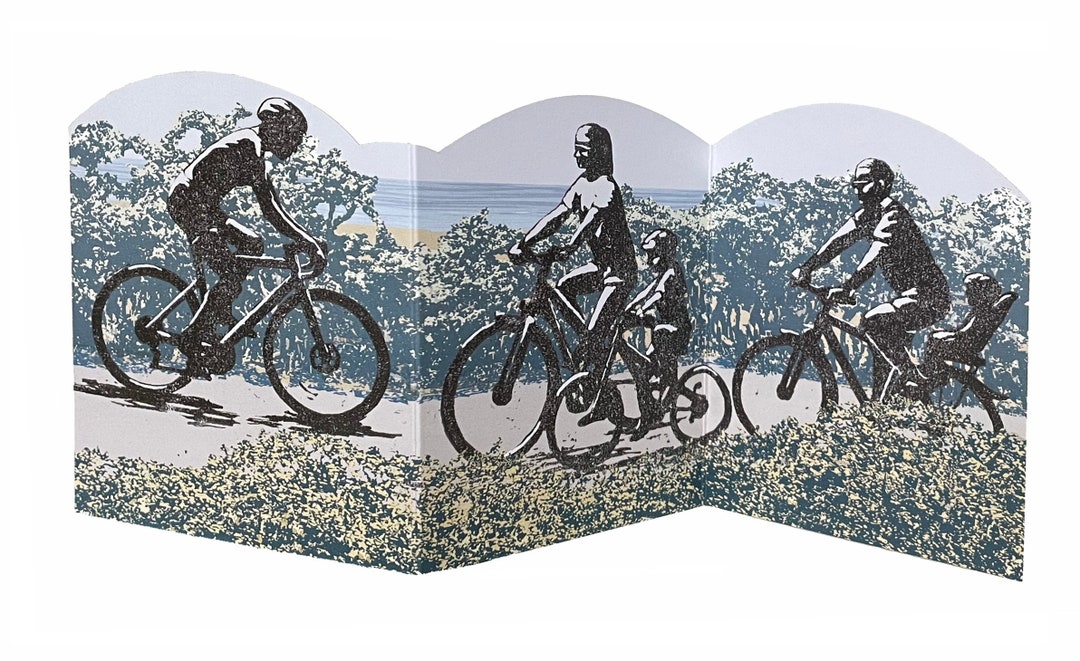On Yer Bike Concertina Cut-out Greeting Card - Bicycle, Cyclists ...