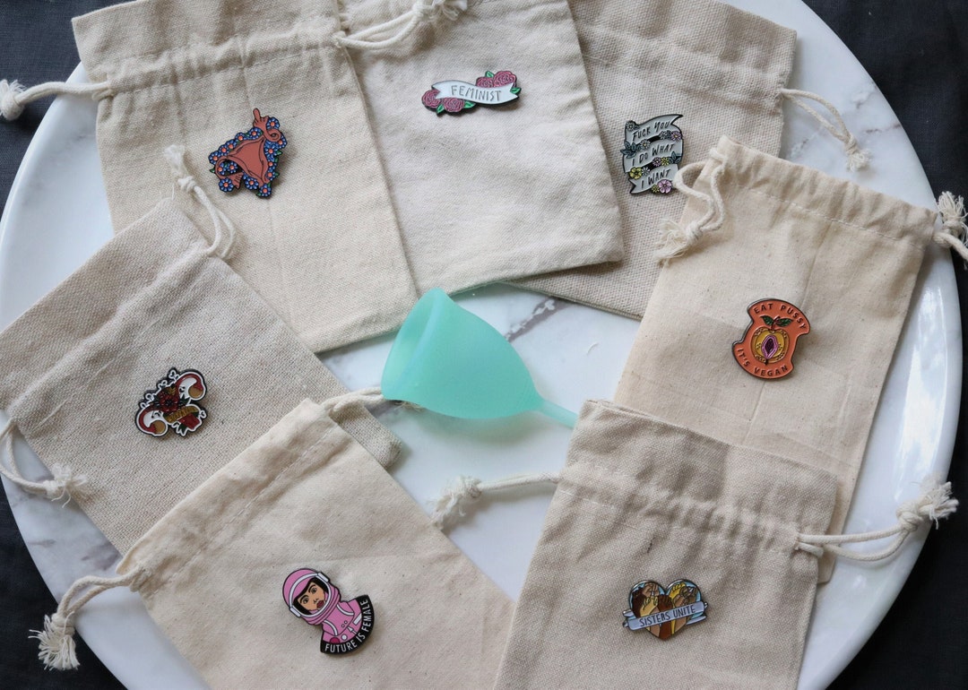 Feminist Menstrual Cup Drawstring Pouch, Feminist Sanitary Pouch ...