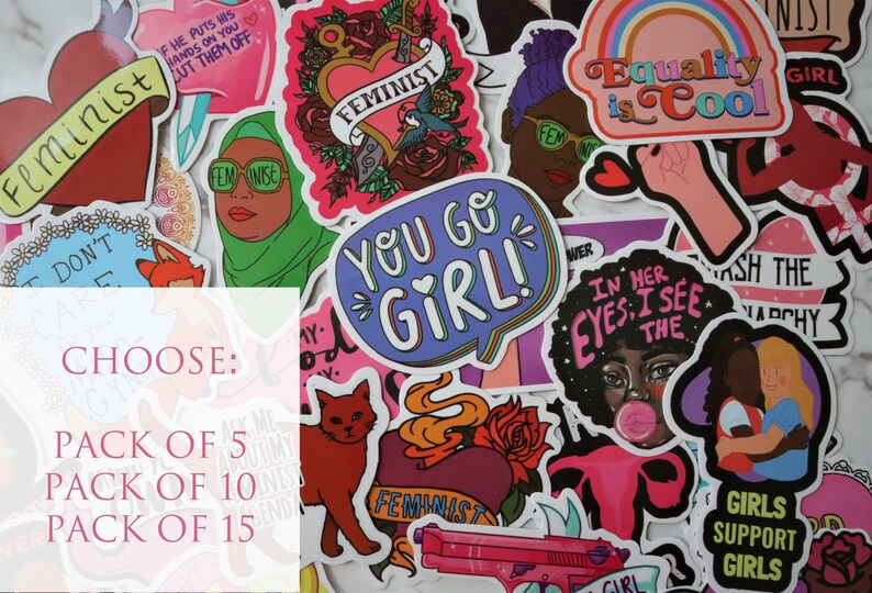Cool Feminist Sticker Pack Girl Power Stickers Vinyl Etsy