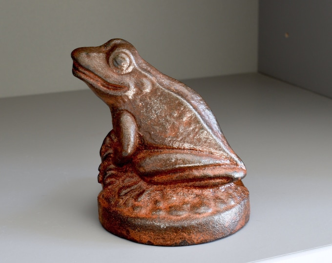 Vintage Cast Iron Frog Door Stopper, Rustic Doorstop, Animal Door Wedge ...