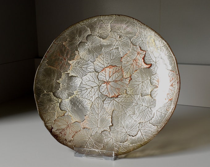 Akcam Glass Plates, Hand Made Turkish Glass, Leaf Pattern Plates, Brown ...