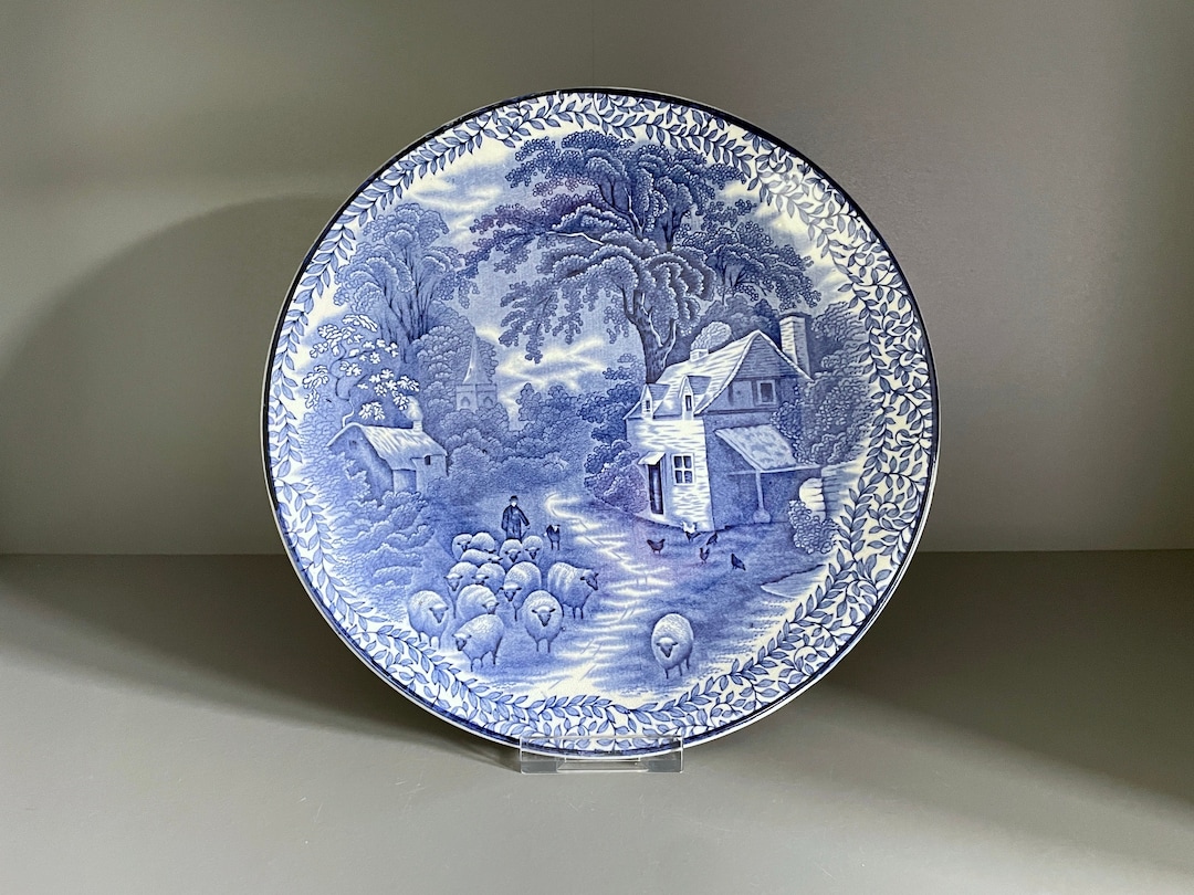 Antique James Kent Ye Olde Foley Ware Wall Plate, Blue Transfer Ware ...