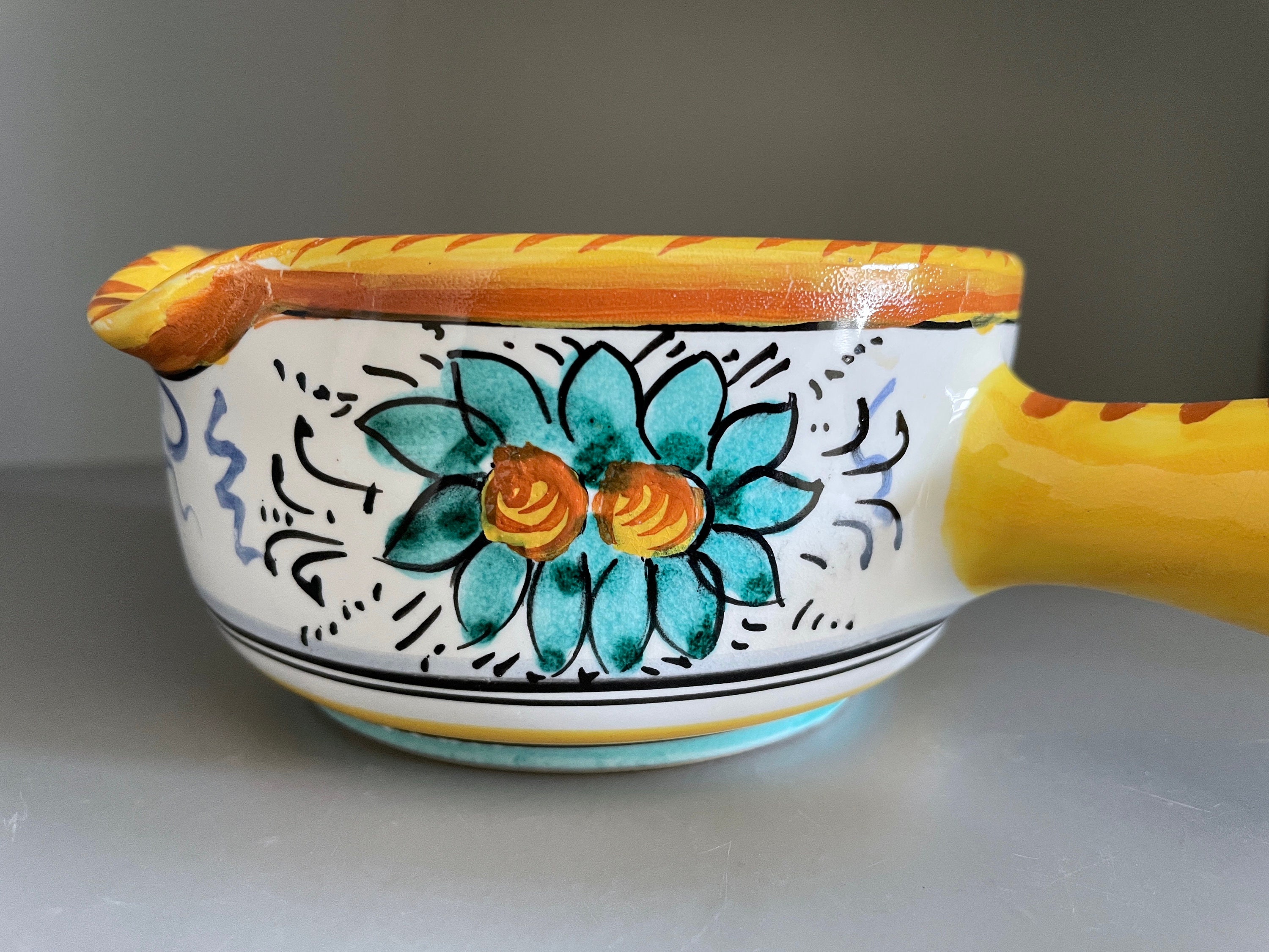 Deruta Italian Pottery Bowl With Handle & Spout Made by - Etsy