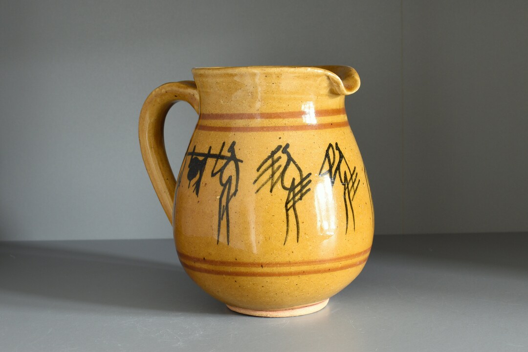 Mzilikazi Pottery Jug, Hand Made in Zimbabwe, Hand Painted Figures ...