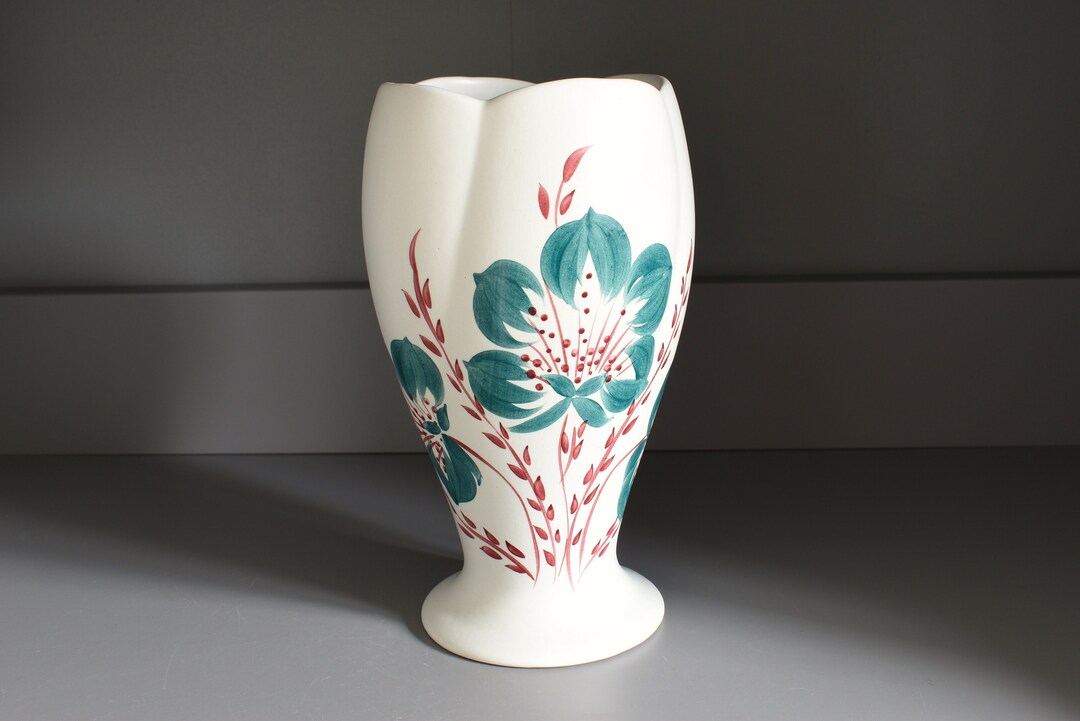 1930s Style Radford Tulip Vase With Hand Painted Green and - Etsy