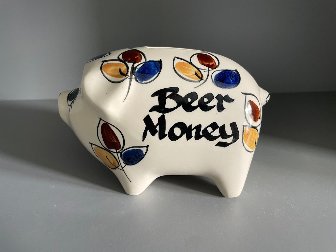 Toni Raymond Pottery 'beer Money' Decorative Piggy Bank: Hand-painted ...