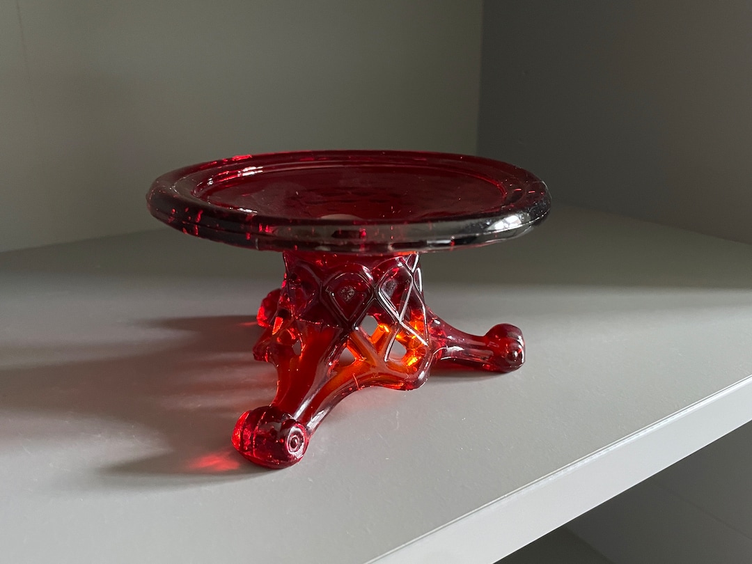 Rare Ruby Red, Antique Sowerby Glass Plate Stands in the Victorian ...