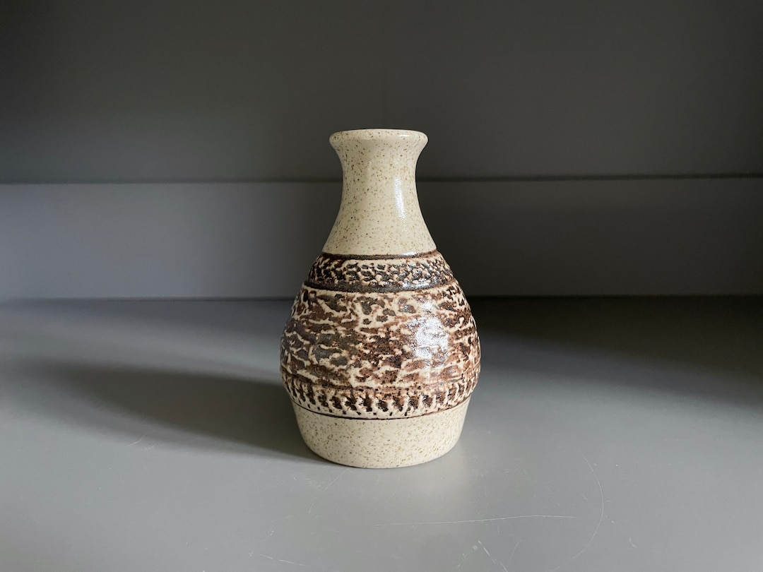 Purbeck Pottery Mini Bud Vase, Small Textured Incised Abstract Pattern ...