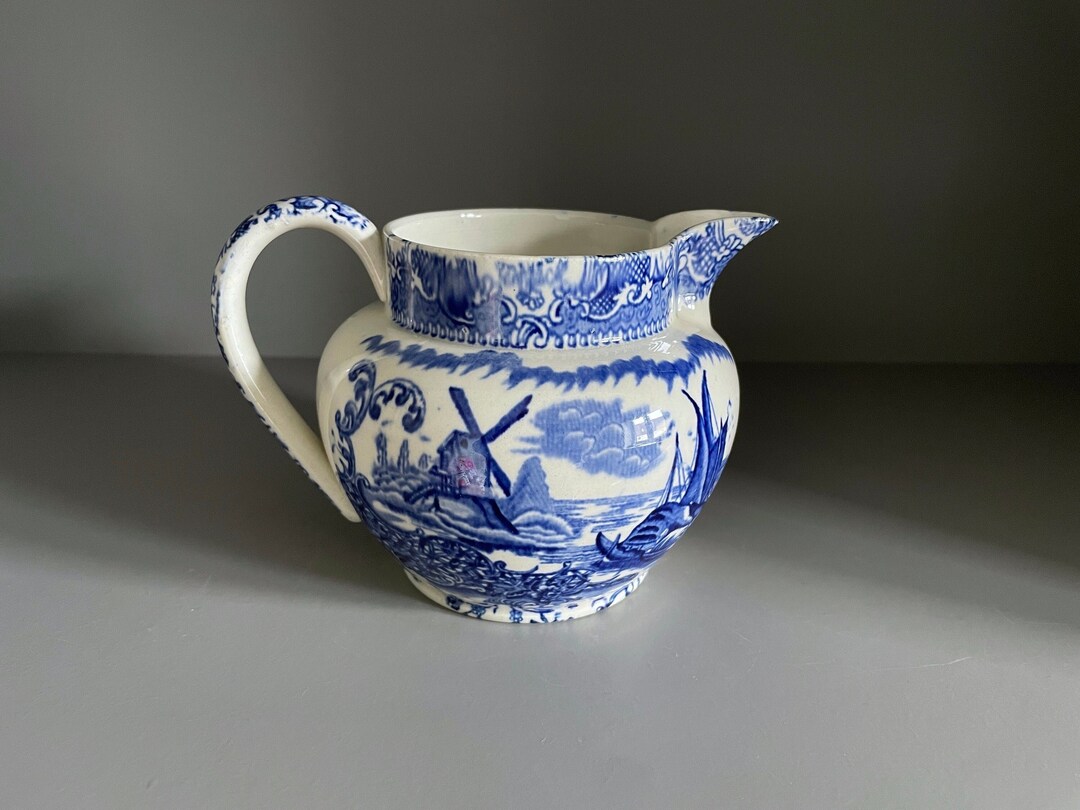 Possil Pottery Dutch Jug: Nautilus Porcelain Blue Transferware Antique ...