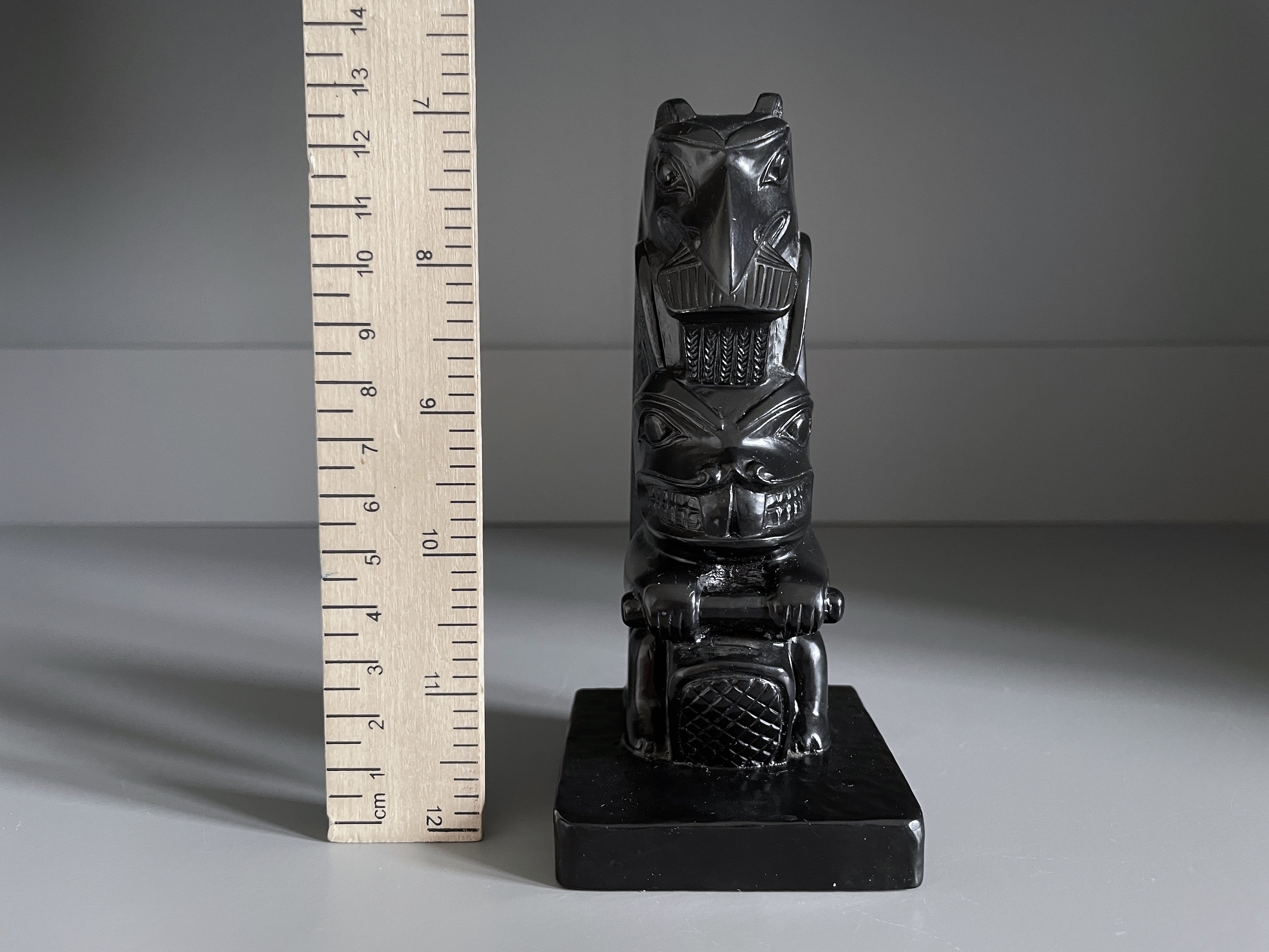 Boma Totem, Raven & Beaver, Black Cast Resin Reproduction. Made in ...