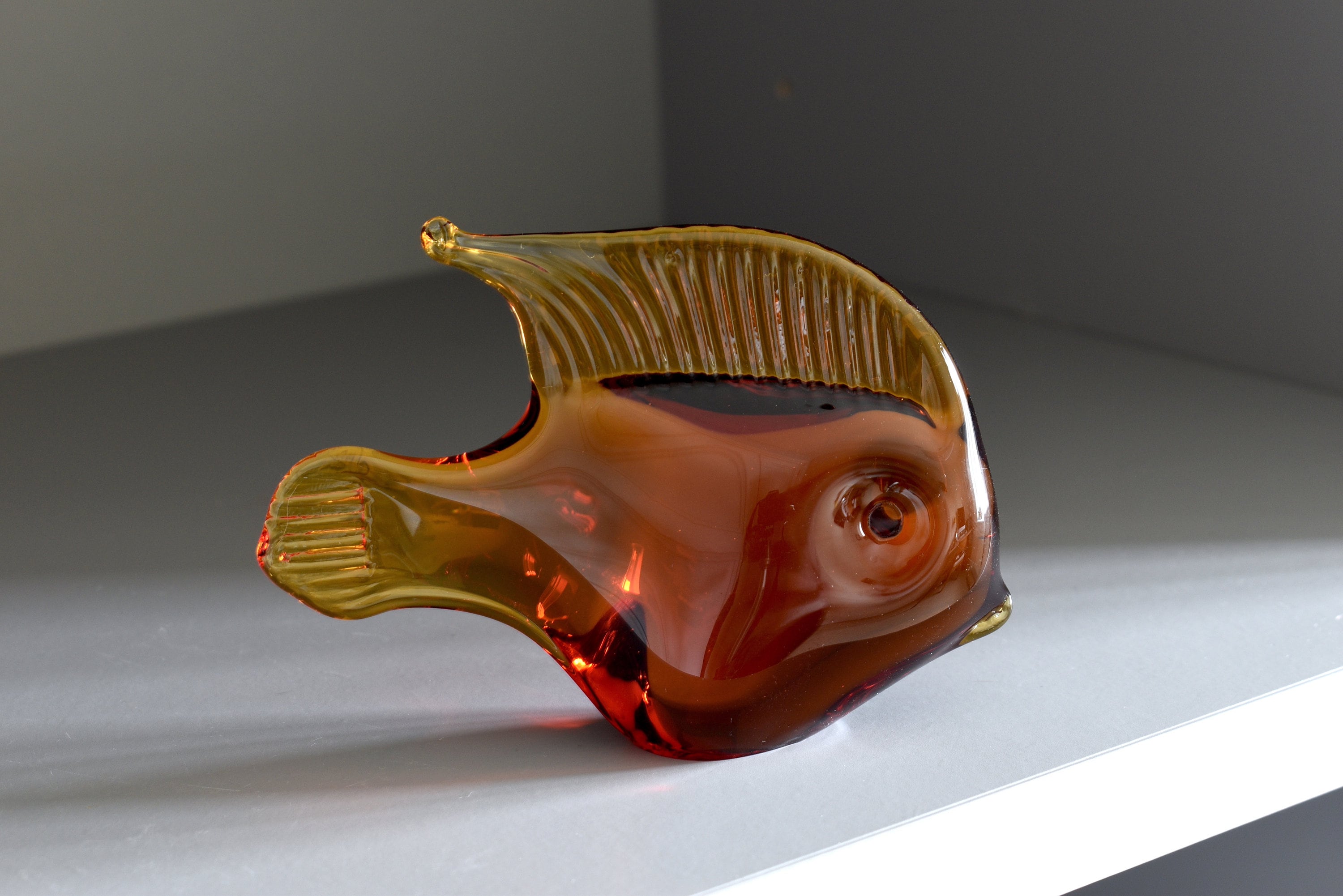 Swedish Art Glass Fish Amber Coloured Glass Figurine. Made by - Etsy