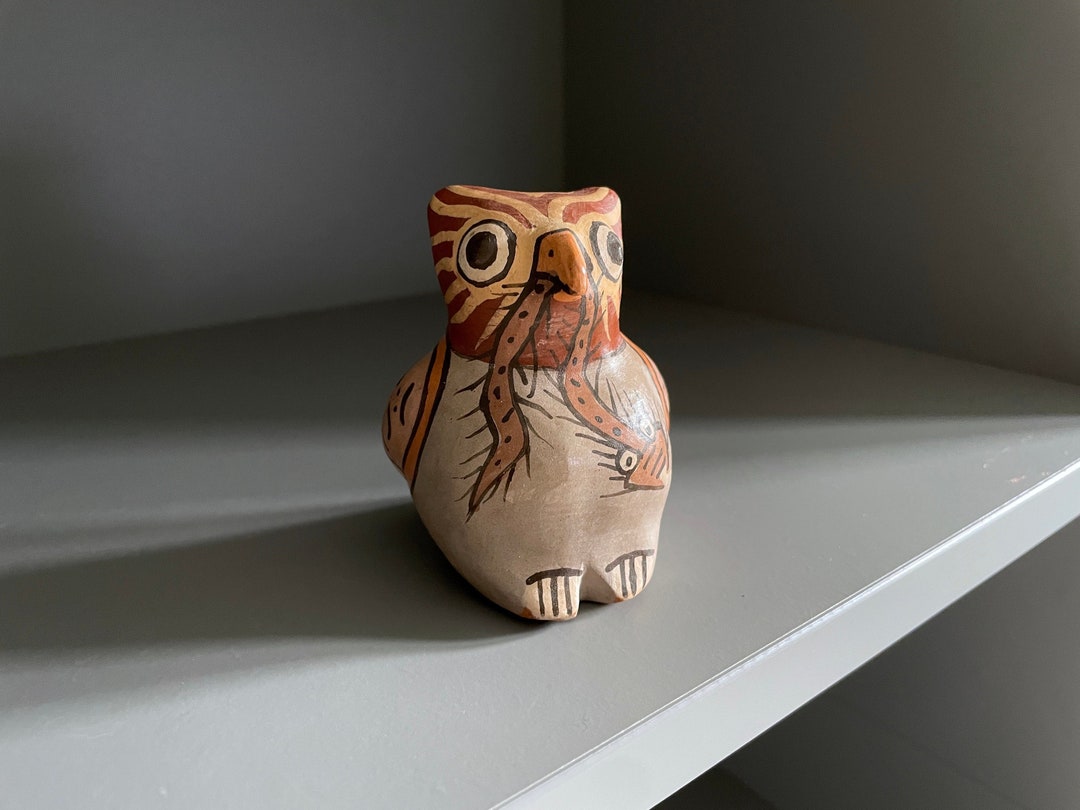 Peruvian Folk Pottery Owl Ornament Marked Copia Nasca Peru. Hand ...