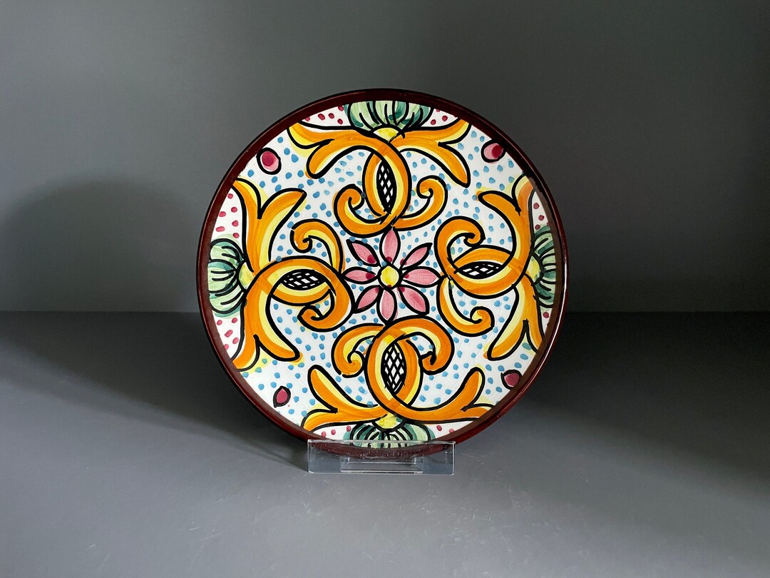 Small Spanish Pottery Wall Plate, Hand Painted With a Bright and ...