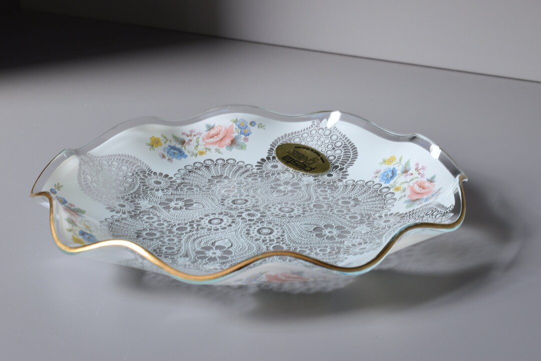 Fiesta Glass Wavy Plate Pretty Lace & Floral Glass Patterned - Etsy