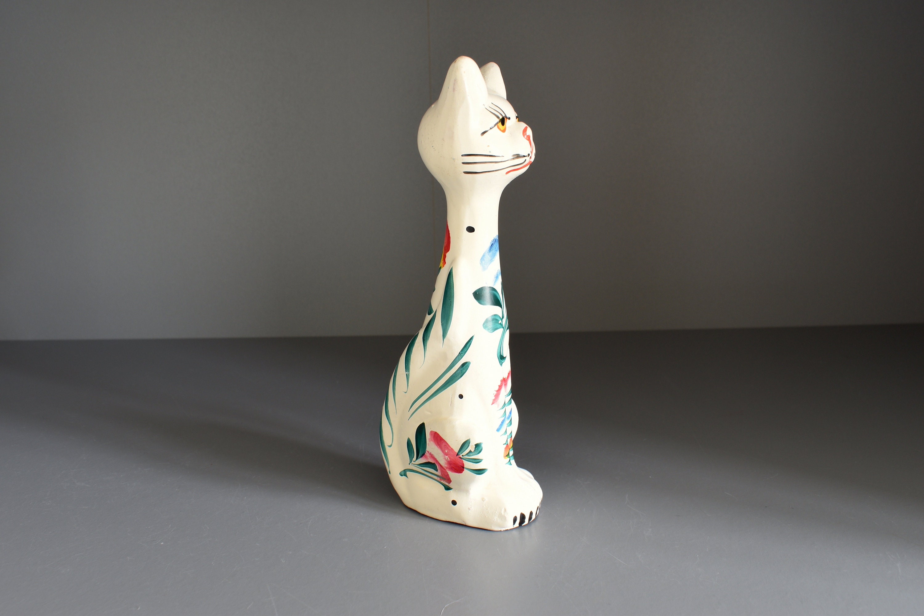 Portuguese Pottery Cat Long Necked Ceramic Cat Figurine - Etsy