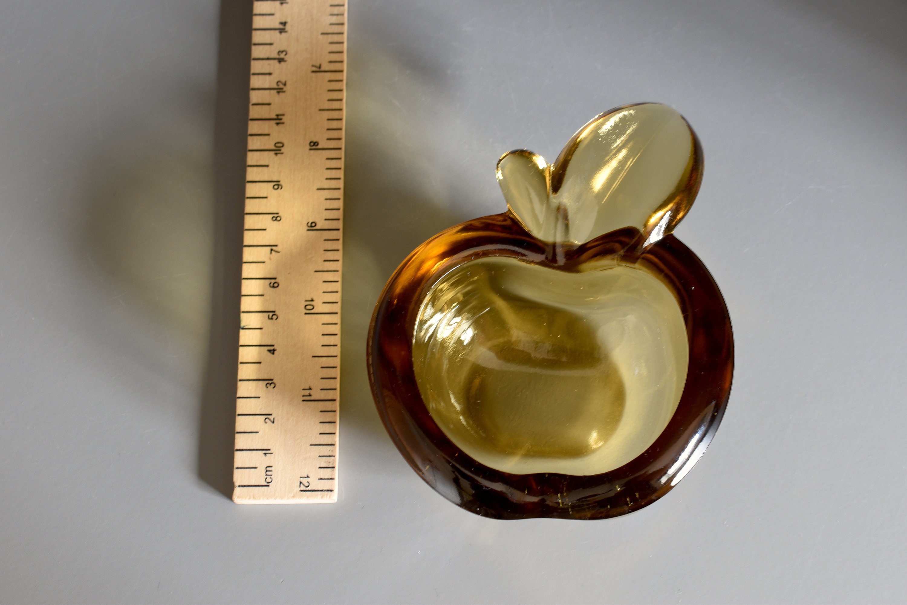 Glass Apple Ashtray / Bowl Orange Amber Pressed Glass Retro - Etsy