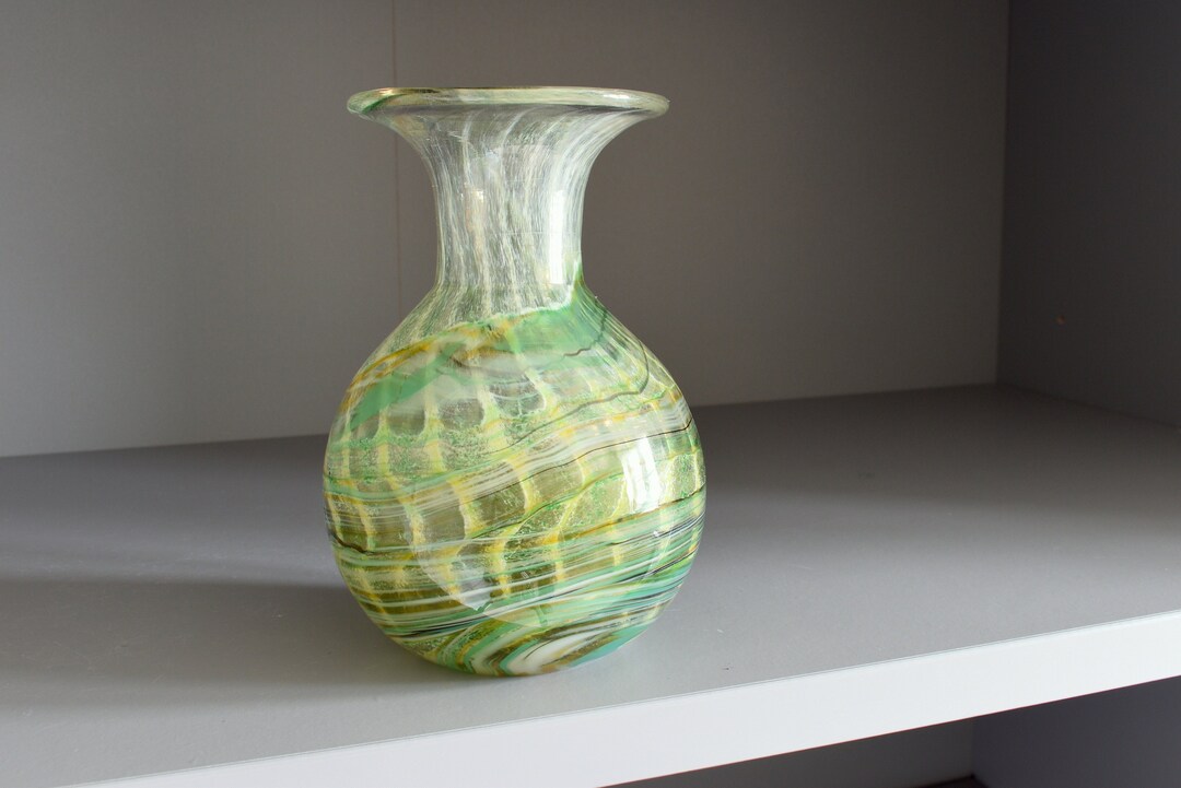 Gozo Glass Vase Maltese Art Glass Vase Green & Yellow Glass - Etsy