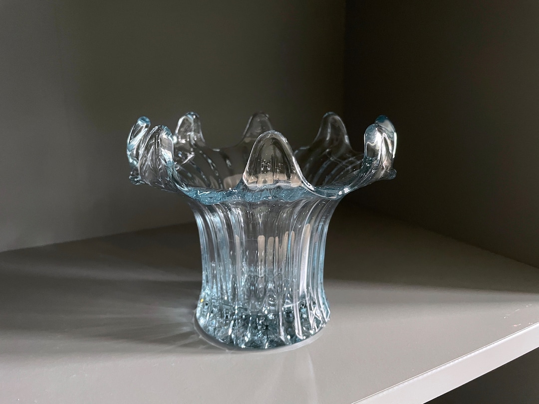 Sowerby Pale Blue Lily Vase, Art Deco Powder Blue Glass Centrepiece ...