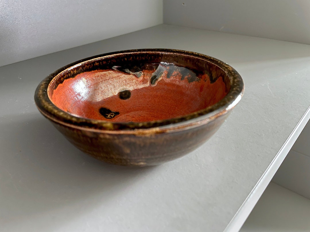 Tim J Rees Small Stoneware Tenmuko Glaze Bowl, Impressed TJR, Studio ...