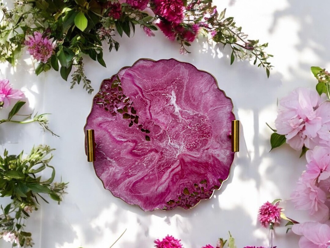 Handmade Pink Tray, Decorative Tray, Epoxy Serving Tray, Epoxy Art ...