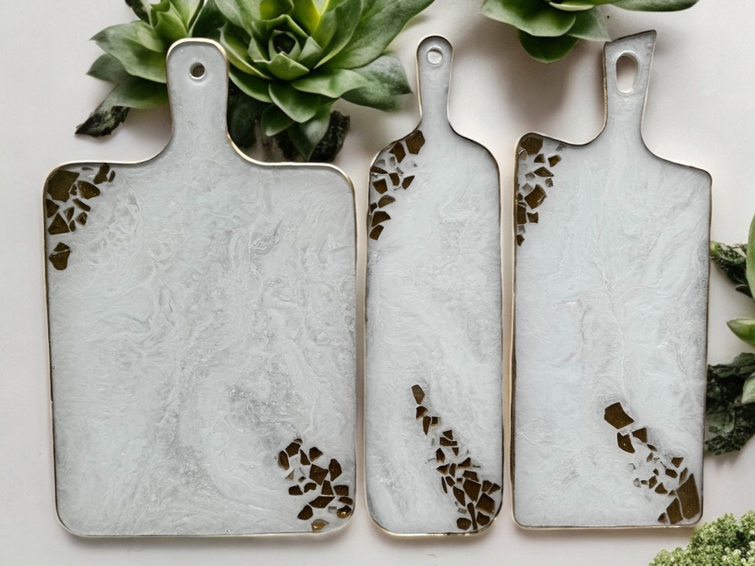 Cheese Board White, Charcuterie Board Epoxy Resin Board Handmade ...