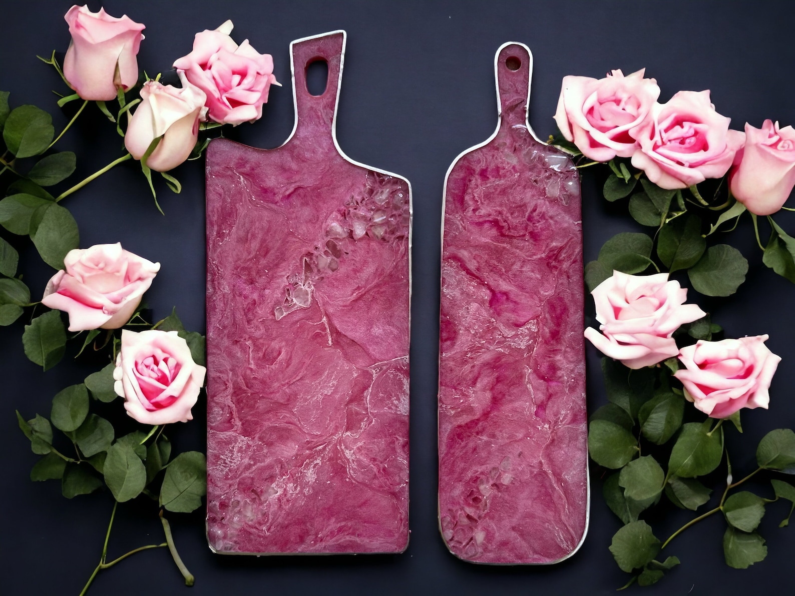 Pink Epoxy Resin Cheese Board Geode Design, Handmade Charcuterie ...