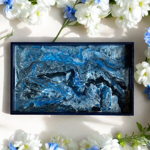 Blue Wood & Epoxy Resin Tray, Handmade Geode Design, 3 Sizes ...