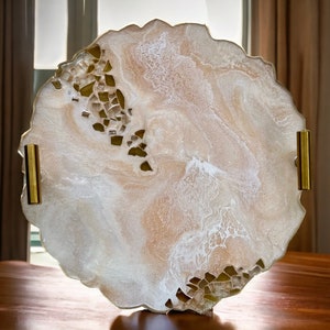 Handmade Cream Tray, Decorative Tray, Epoxy Serving Tray, Epoxy Art ...