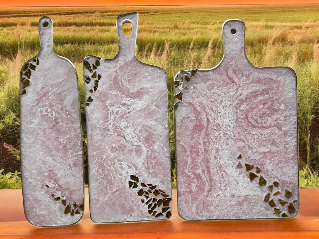 Cheese Board Light Pink, Charcuterie Board Epoxy Resin Board Handmade ...