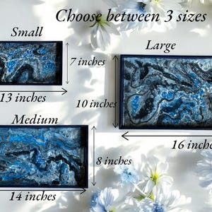 Blue Wood & Epoxy Resin Tray, Handmade Geode Design, 3 Sizes ...