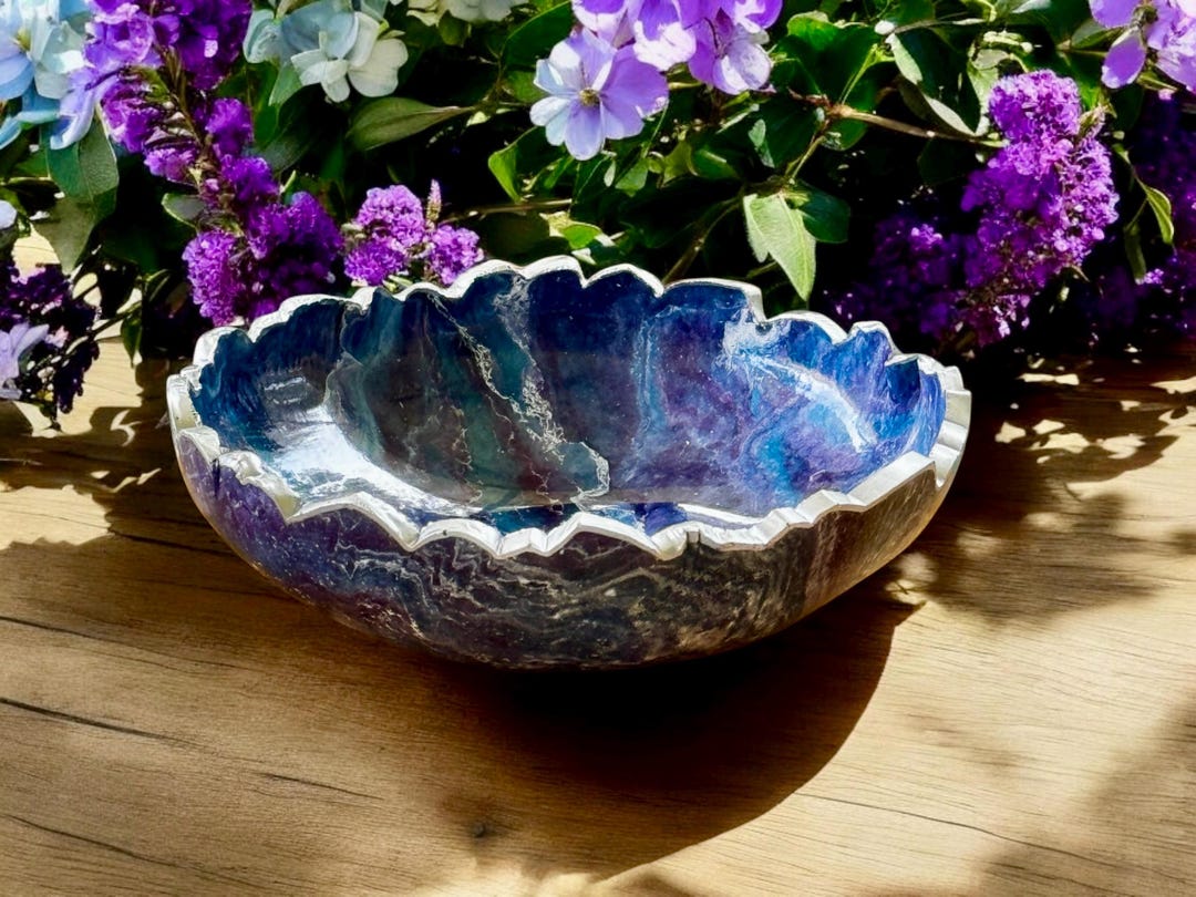 Small Bowl Purple and Blue Geode Design, Decorative Bowl, Serving Bowl ...