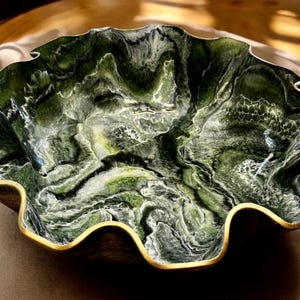 Large Geode Bowl Green, Decorative Bowl, Serving Bowl, Snack Bowl ...