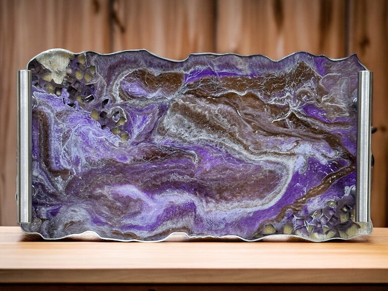 Handmade Purple and Brown Tray, Decorative Tray, Epoxy Serving Tray ...