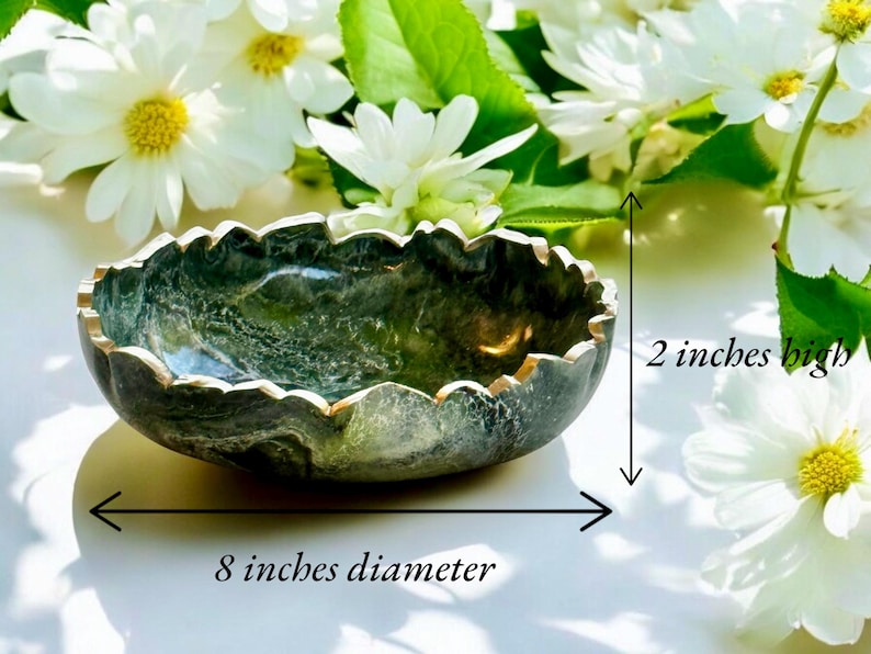 Small Green Epoxy Resin Geode Design Bowl, Handmade Decorative Serving ...
