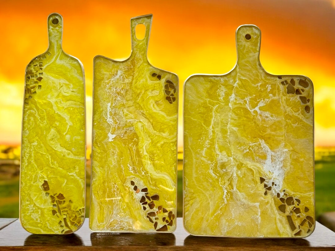 Cheese Board Yellow, Charcuterie Board Epoxy Resin Board Handmade ...