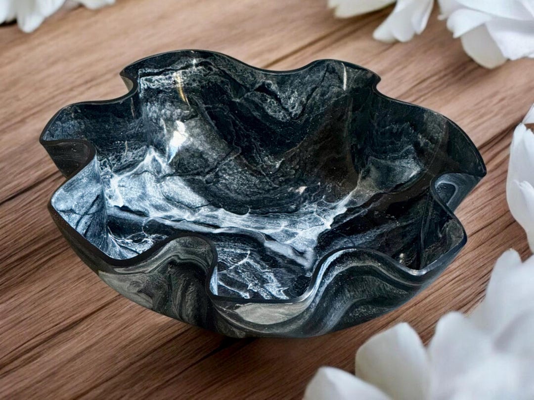 Large Bowl Black and White Geode Design, Decorative Bowl, Serving Bowl ...