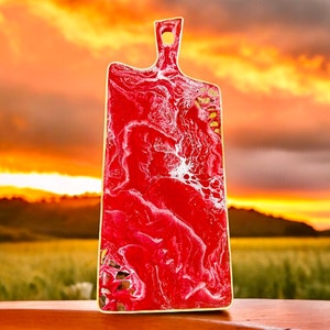 Cheese Board Red, Charcuterie Board Epoxy Resin Board Handmade ...