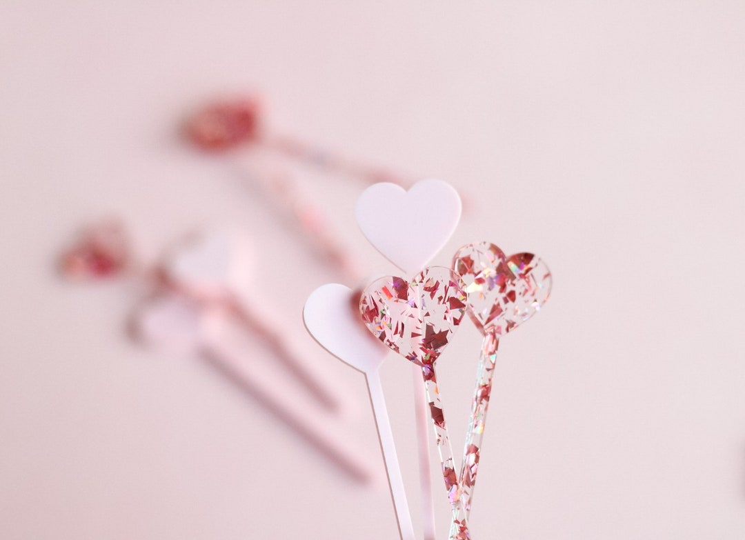 Hearts Heart Stir Sticks Glitter Swizzle Sticks Drink - Etsy