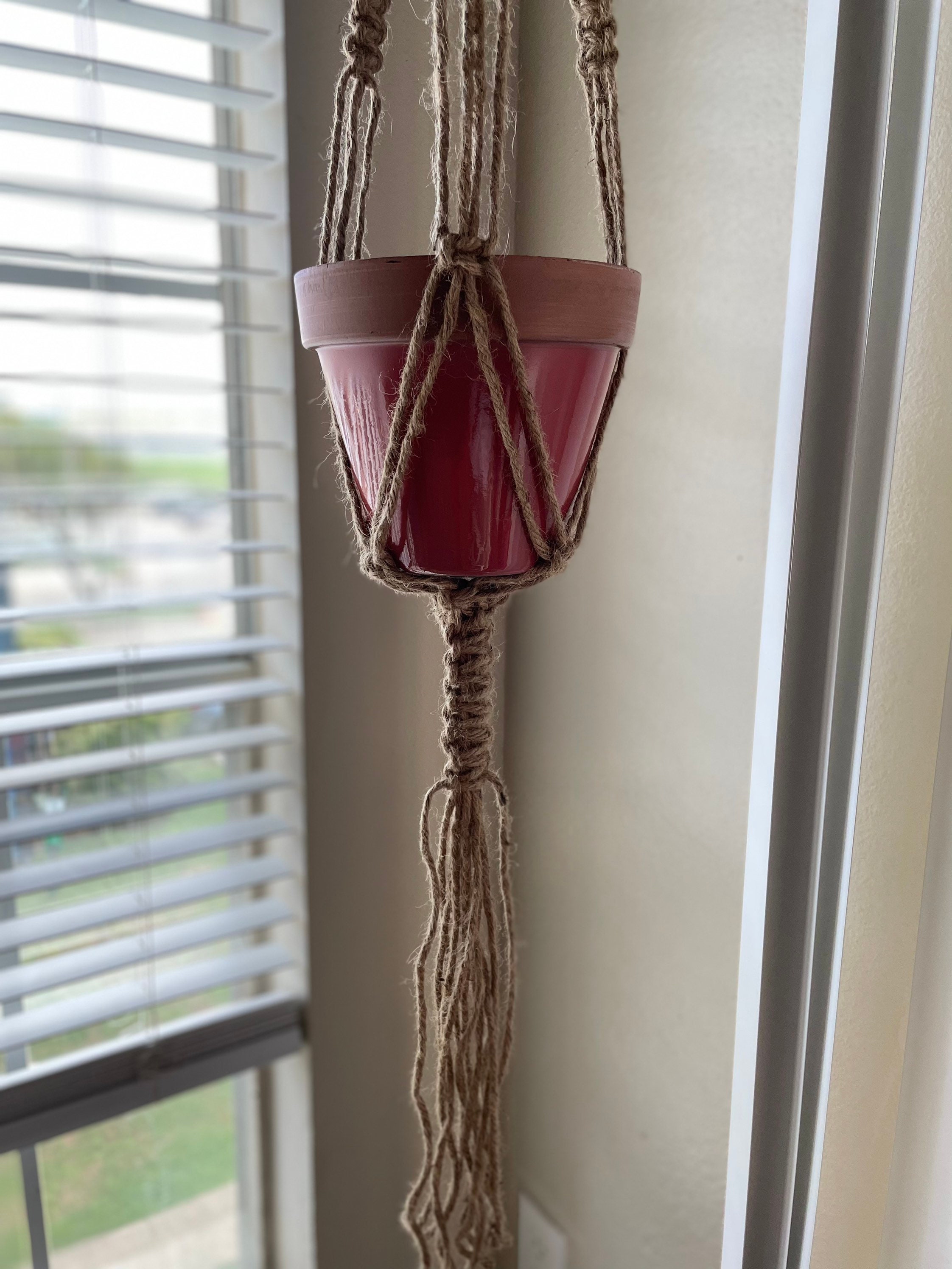 Handmade Macramé Jute Rope Plant Hanger - Etsy